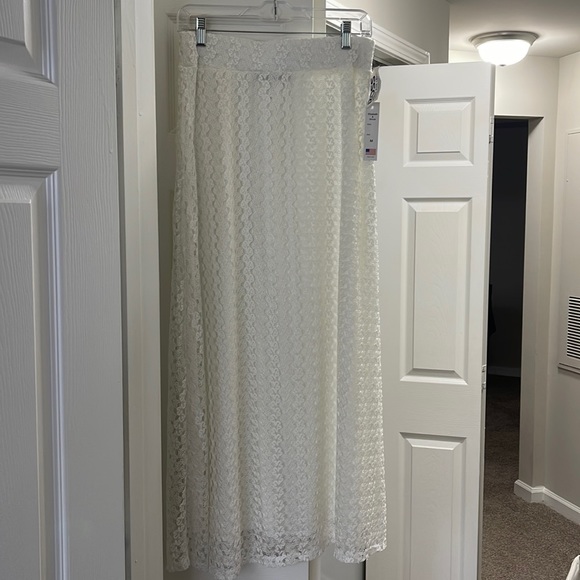 Skirts | Off White Lacy Maxi Skirt | Poshmark